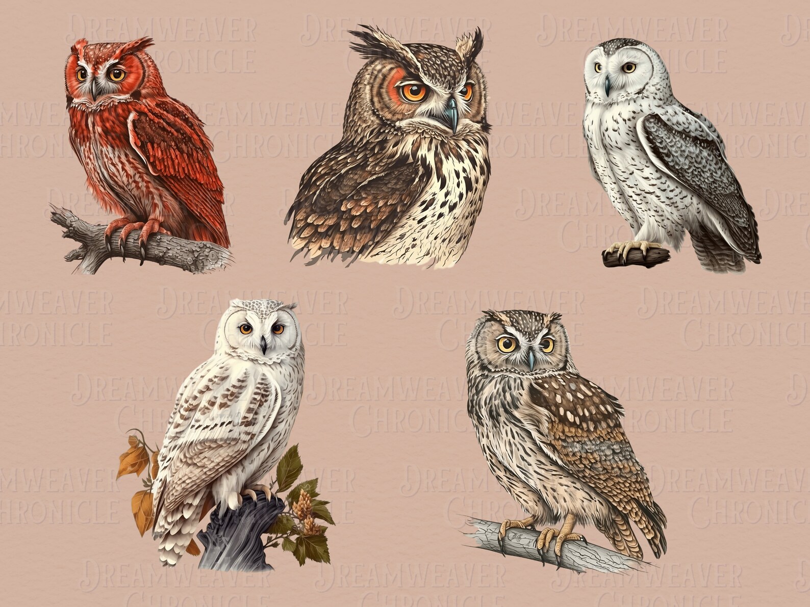 Vintage Owls PNG, Antique Owl Clipart, Nature Animals Clip Art, Bundle ...