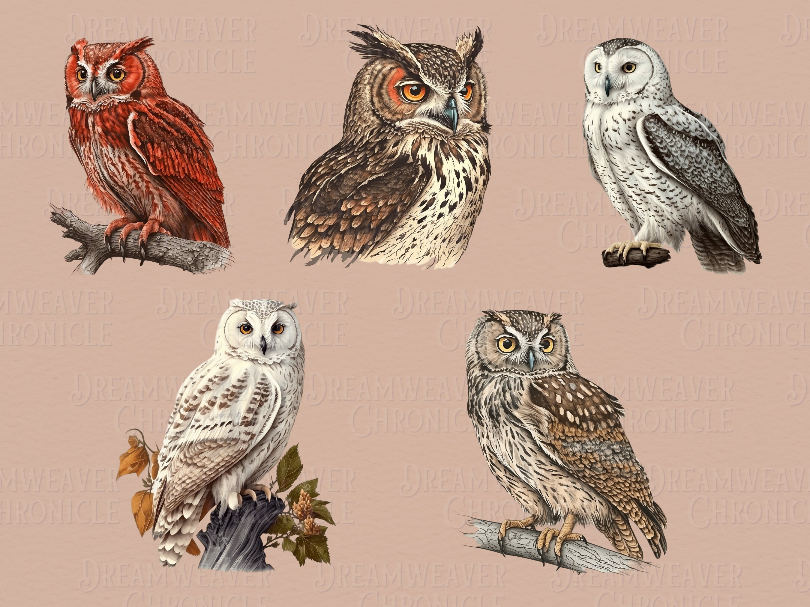 Vintage Owls PNG, Antique Owl Clipart, Nature Animals Clip Art, Bundle ...
