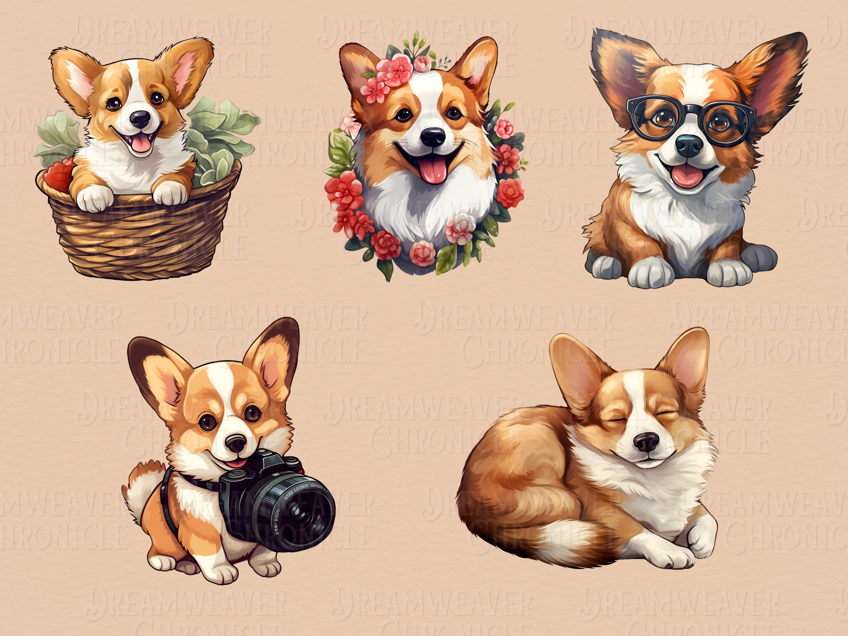 Corgi PNG, Kawaii Corgis Clipart, Dog Clip Art, Cute Animal PNG, Bundle ...