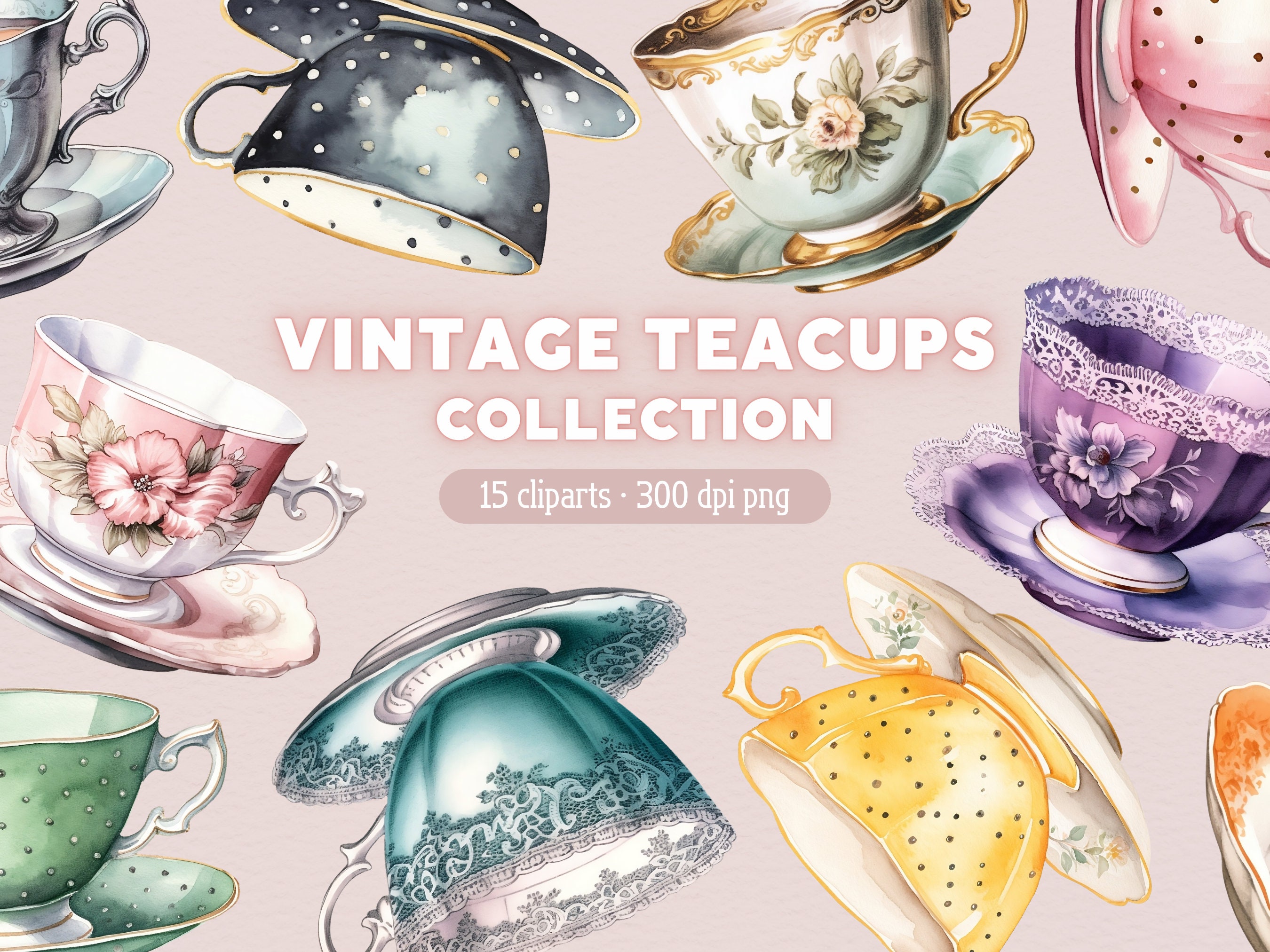 Fancy Tea Cups Clip Art