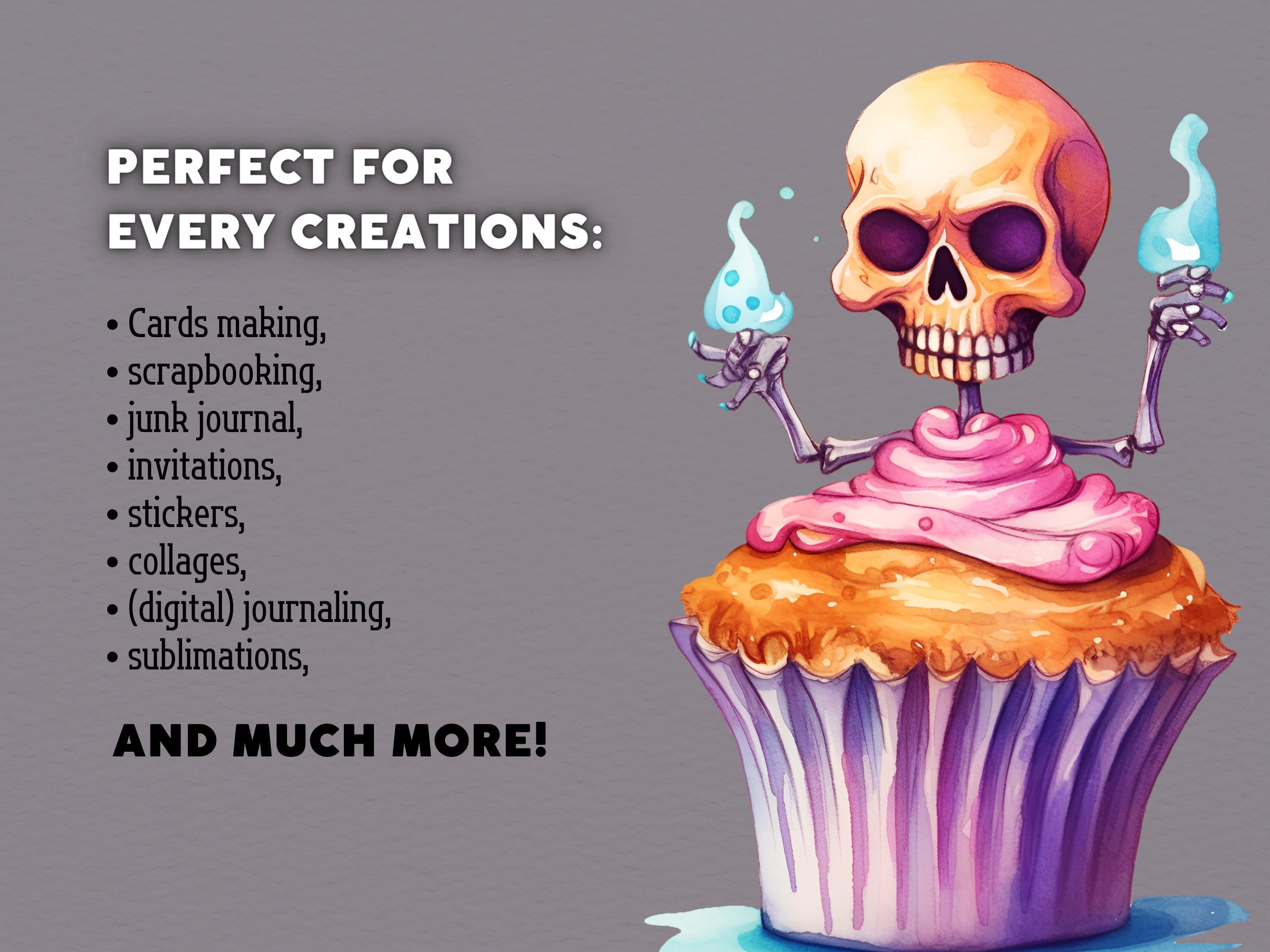 Halloween Cupcake PNG, Spooky Clipart, Scary Sweet Watercolor Clip Art ...