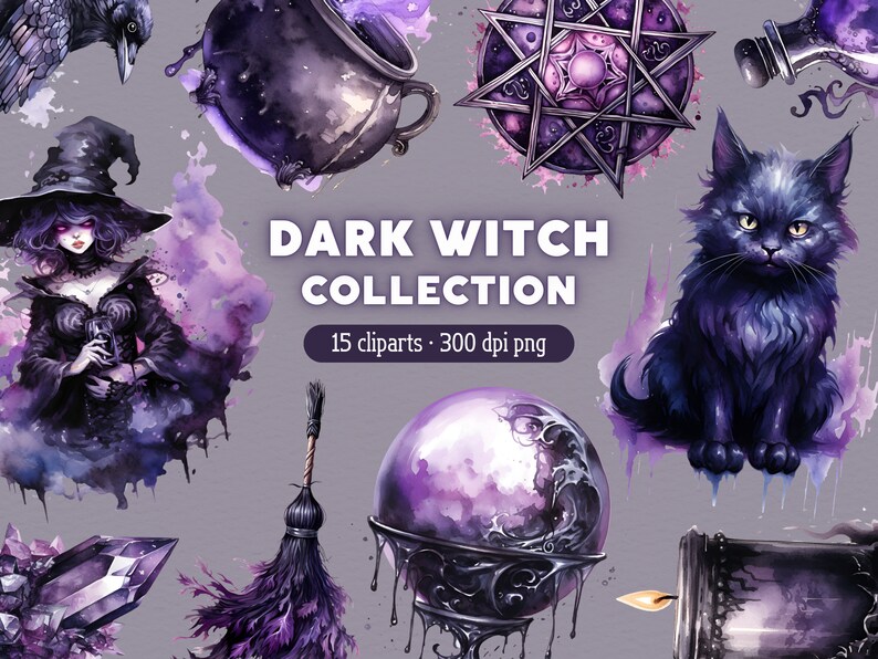 Dark Witch PNG Witch Clipart Halloween Clip Art Mystical - Etsy