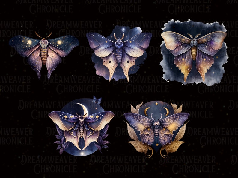 Mystical Moths Clipart Moth PNG Moon Celestial Clip Art - Etsy