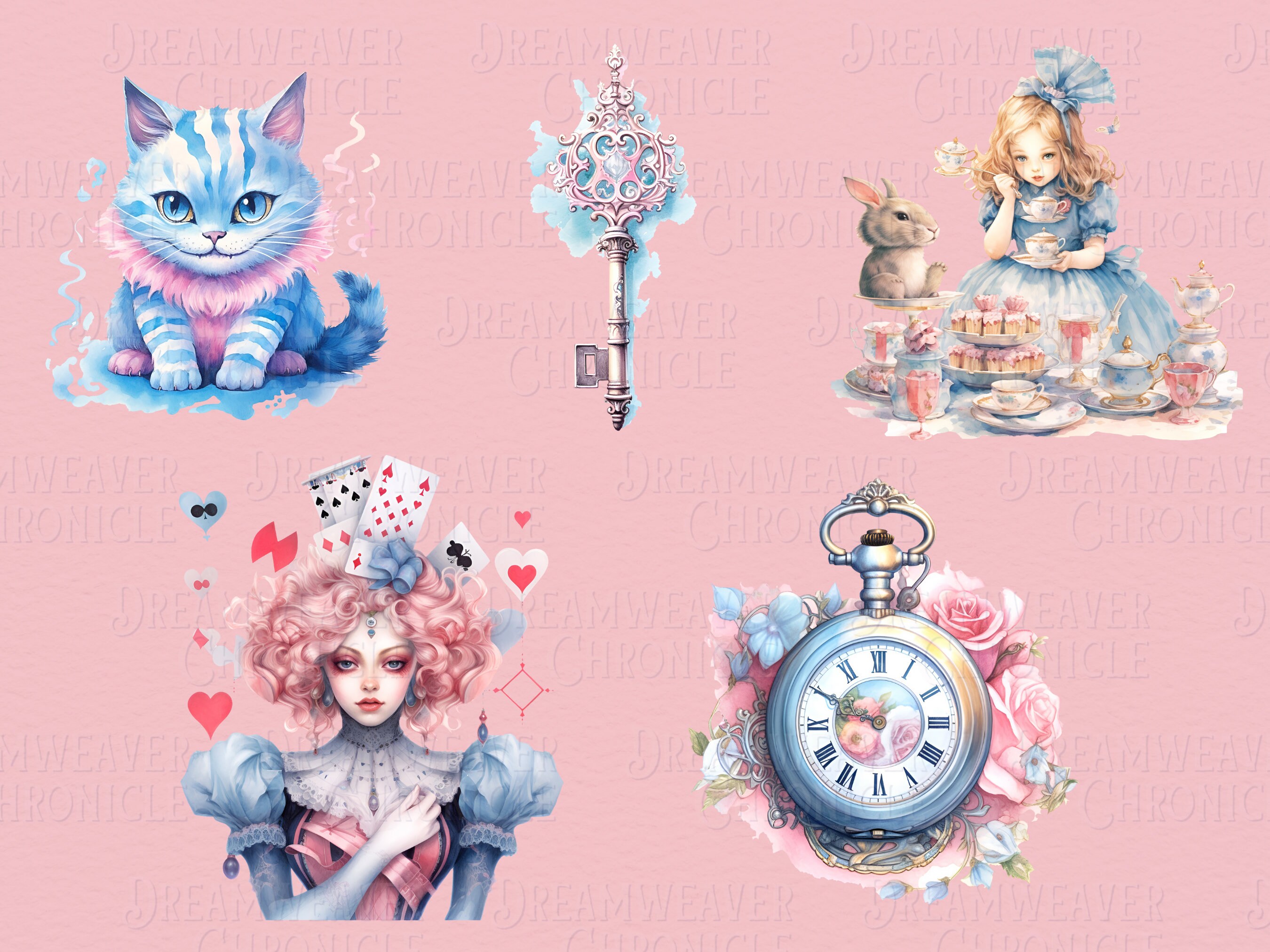 Pastel Alice in Wonderland Clipart Fairy Tales PNG Fantasy - Etsy UK