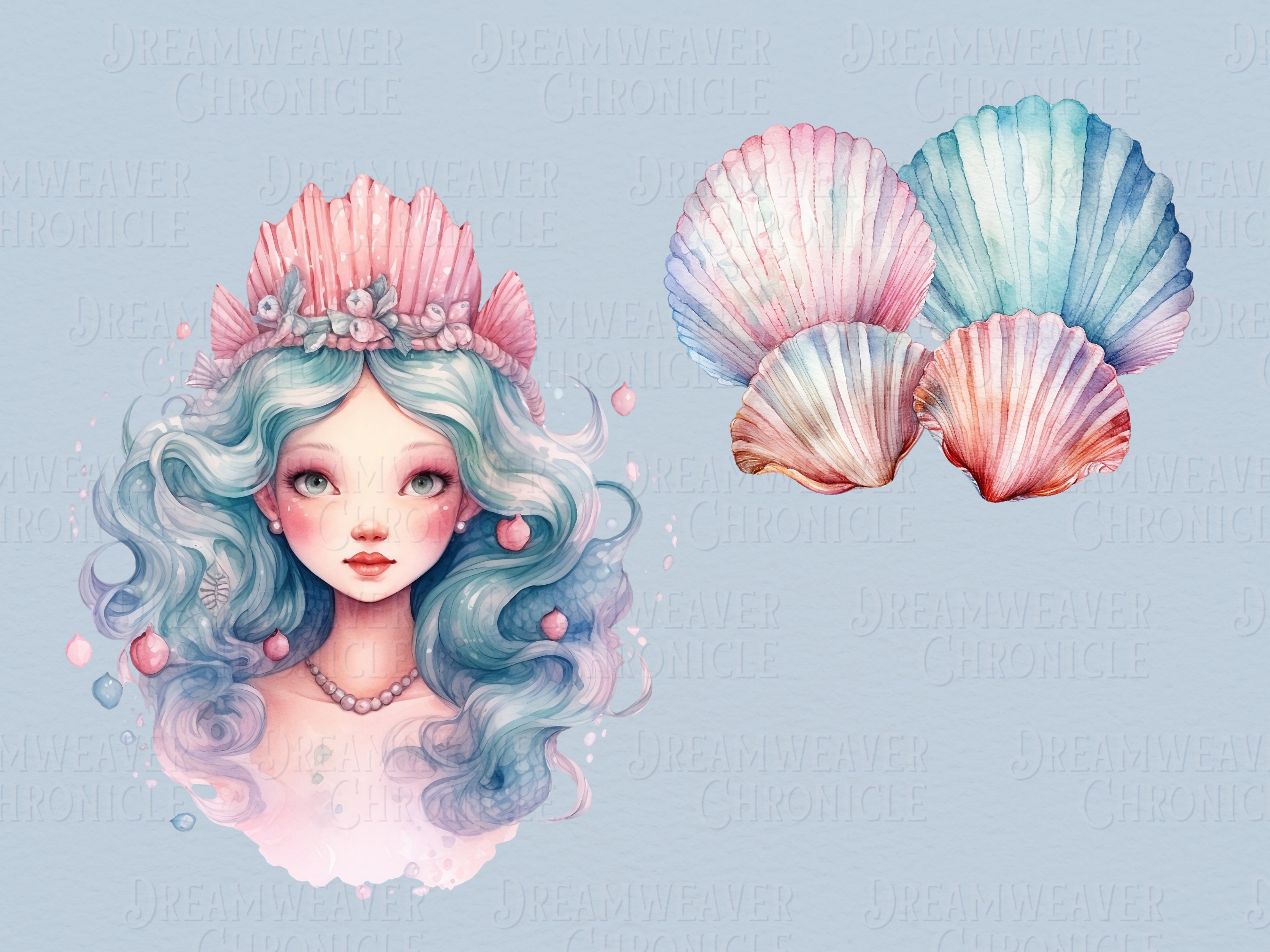 Mermaid Clipart Underwater PNG Sea Fantasy Clip Art Bundle - Etsy