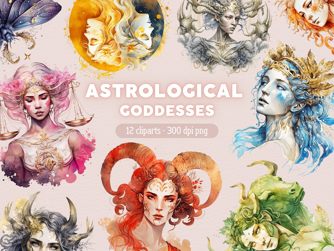 Astrological Goddesses PNG Zodiac Signs Clipart Astrology - Etsy