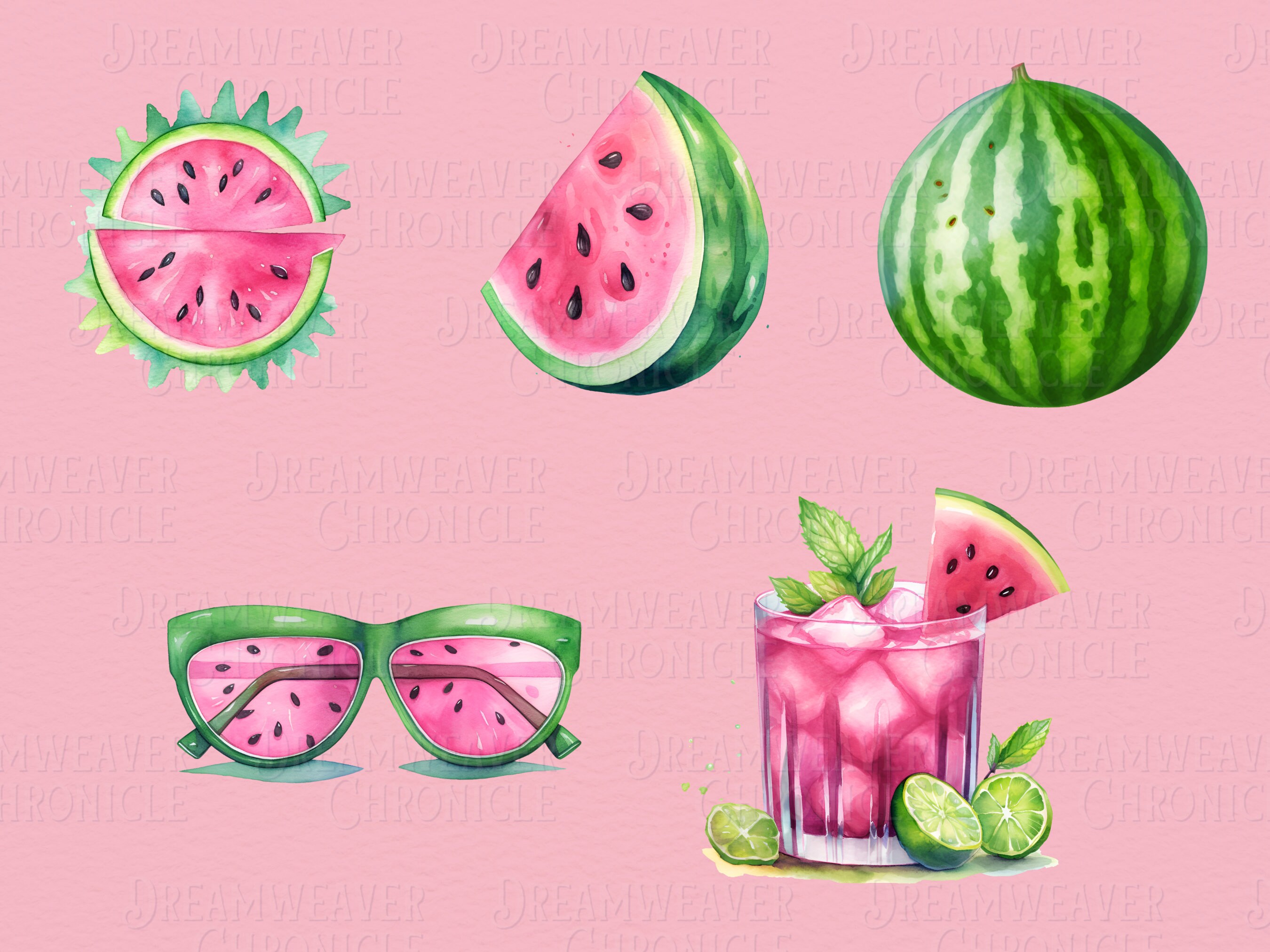 Pink Watermelon PNG, Watermelon Clipart, Summer Watercolor Clip Art ...