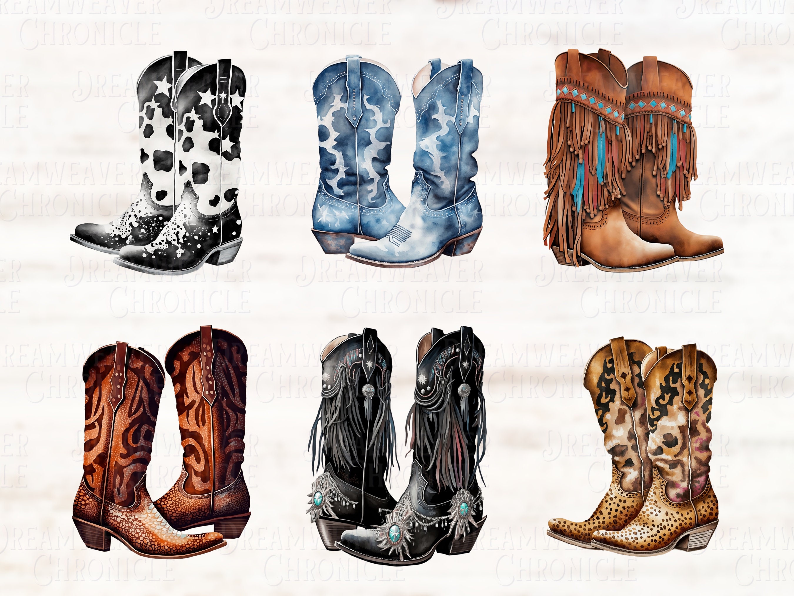 Cowgirl Boots PNG Cowboy Boots Clipart Western Watercolor - Etsy