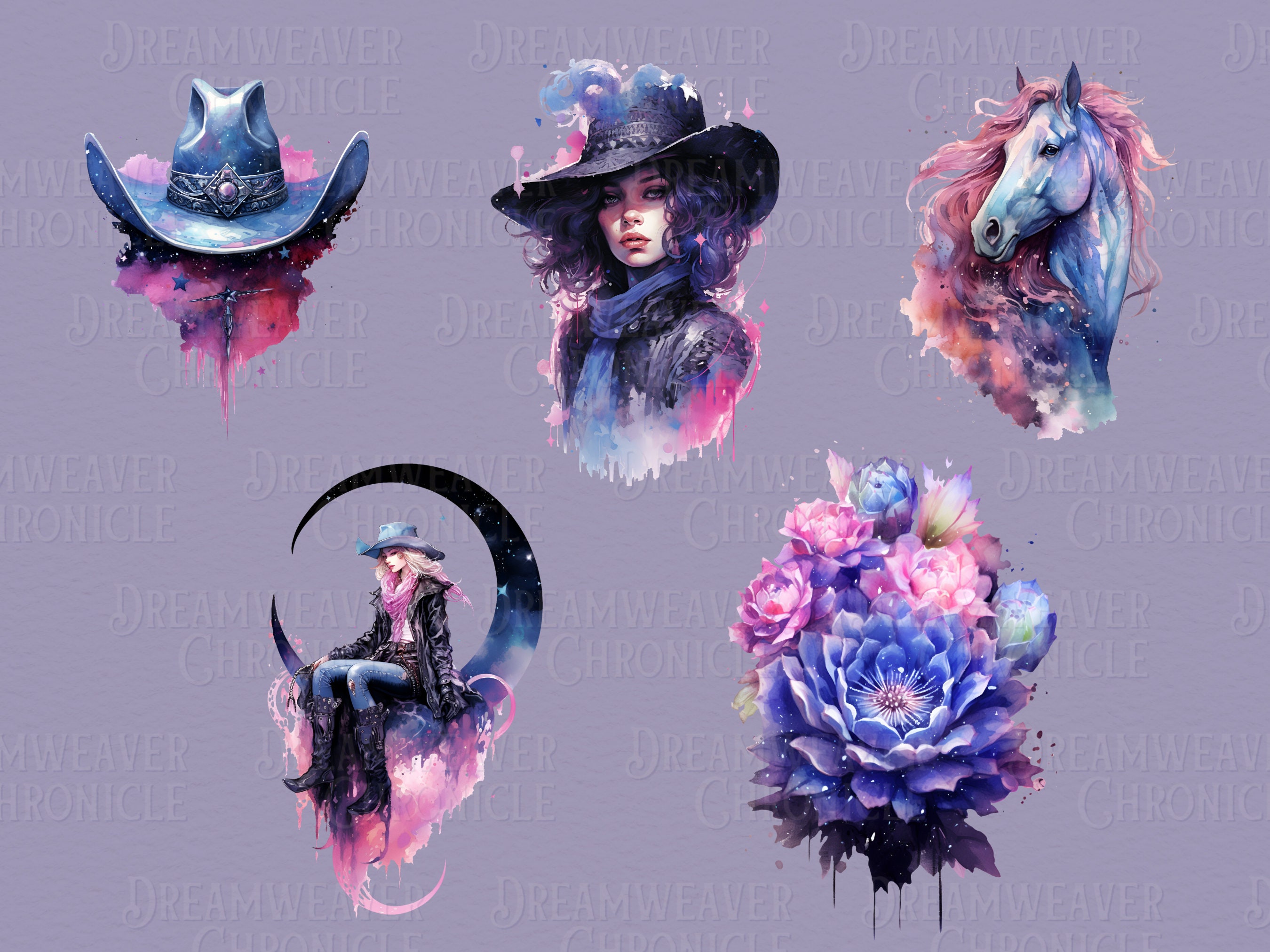 Cosmic Cowgirl PNG, Space Cowgirl Clipart, Western Watercolor Clip Art ...