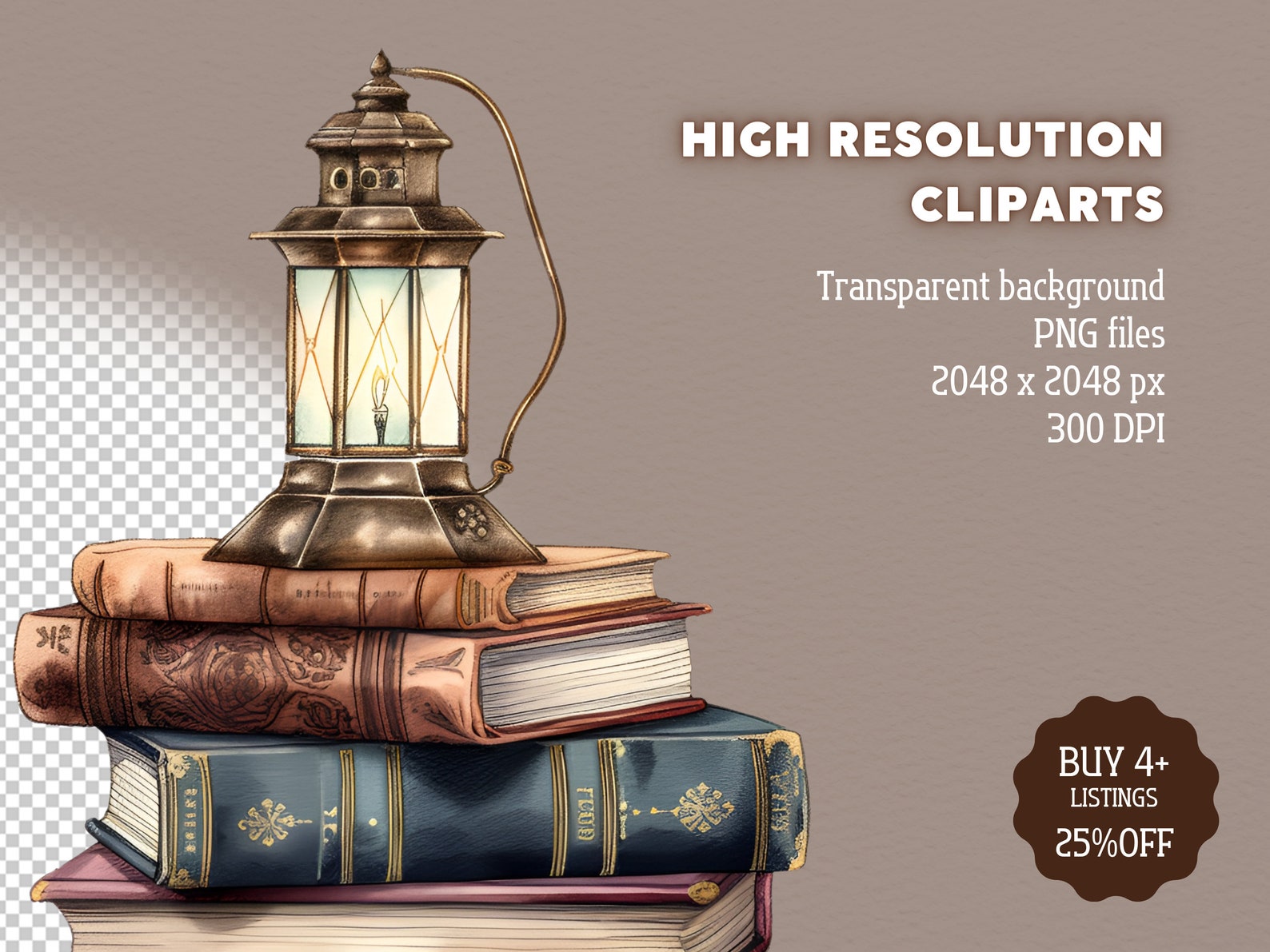 Vintage Books PNG, Bookish Clipart, Books Stacks Clip Art, Digital ...