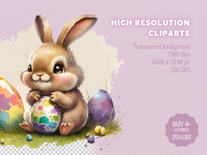 Easter Clipart, Easter Bunny PNG, Easter Baskets Clip Art, Bundle for ...