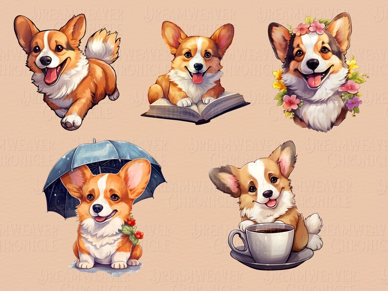 Corgi PNG, Kawaii Corgis Clipart, Dog Clip Art, Cute Animal PNG, Bundle ...