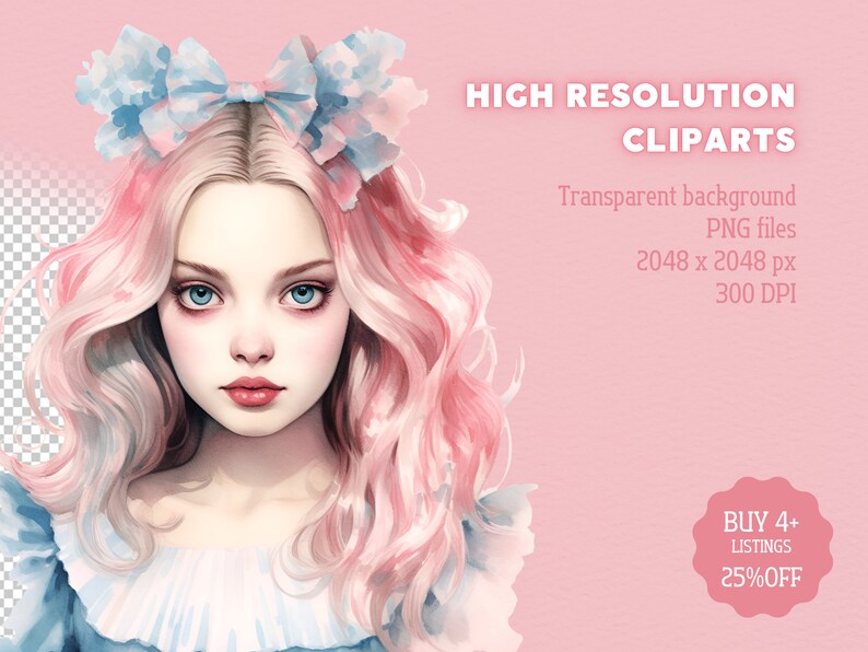 Pastel Alice in Wonderland Clipart Fairy Tales PNG Fantasy - Etsy