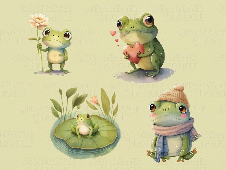 Cute Frogs Clipart, Frogs PNG, Childrens Book Illustration Clip Art ...