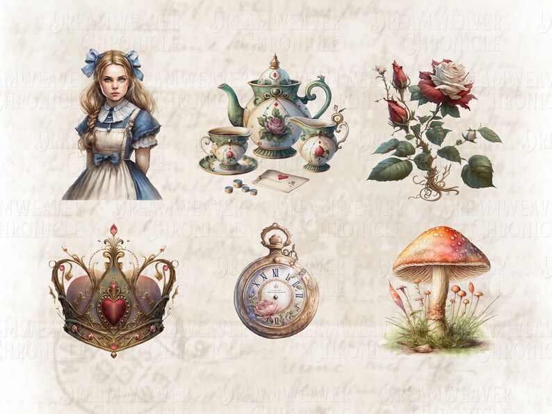 Alice in Wonderland Clipart Fairy Tales PNG Magical Fantasy - Etsy