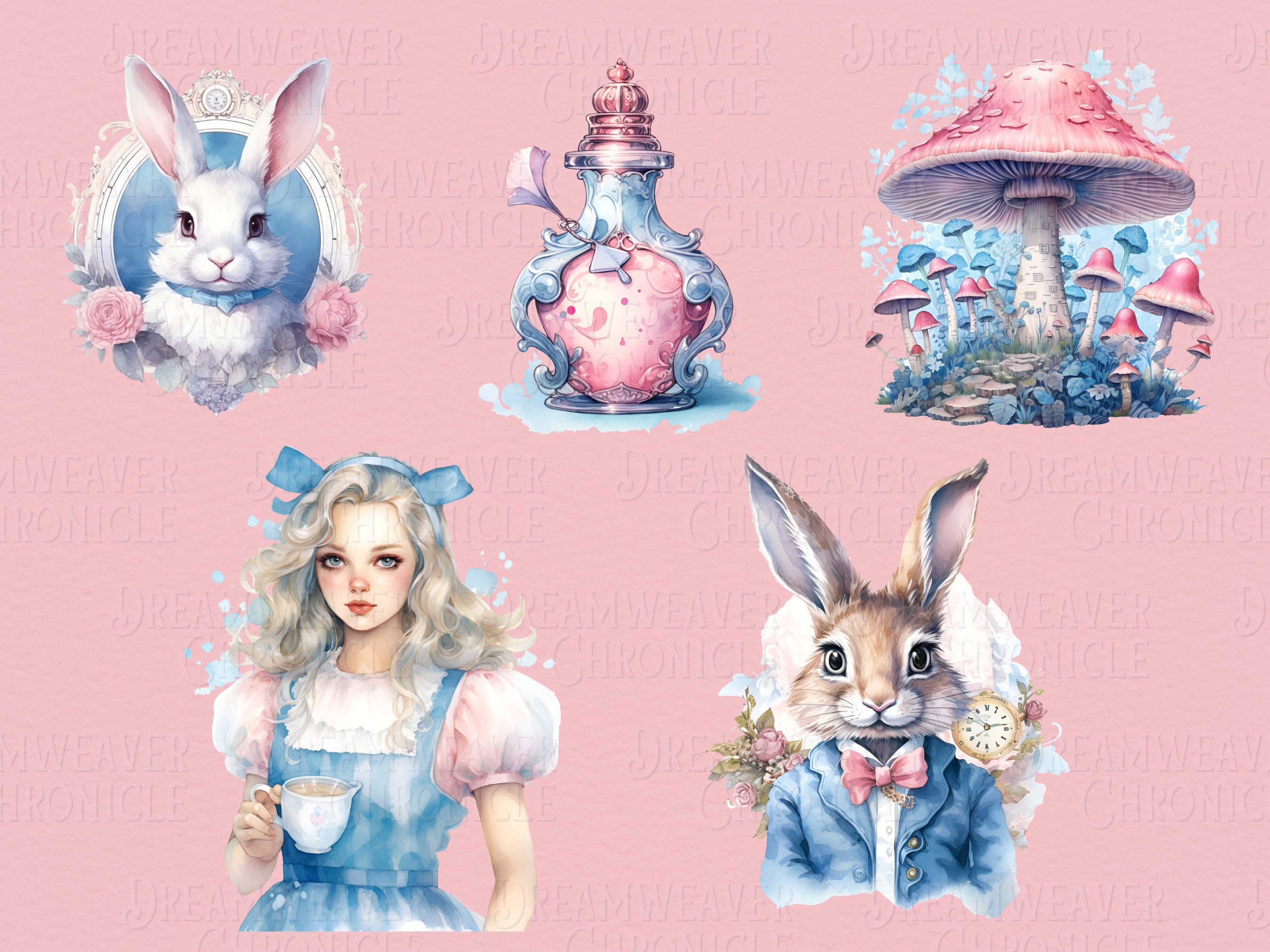 Pastel Alice in Wonderland Clipart Fairy Tales PNG Fantasy - Etsy UK
