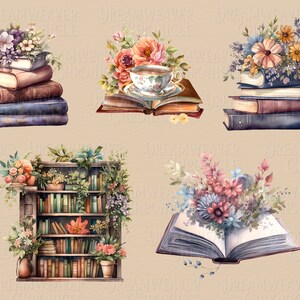 Watercolor Books PNG, Bookish Clipart, Books Stacks Clip Art, Bundle ...