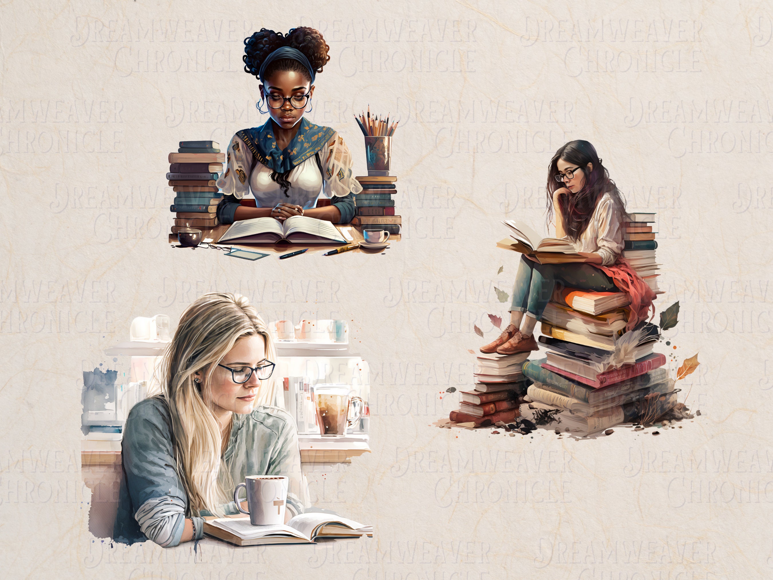 Bookworm Clipart Bookcase PNG Bookshelf Clip Art Bundle for - Etsy UK