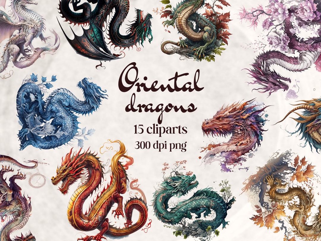 Oriental Dragon PNG Fantasy Clipart Animals Clip Art Bundle - Etsy