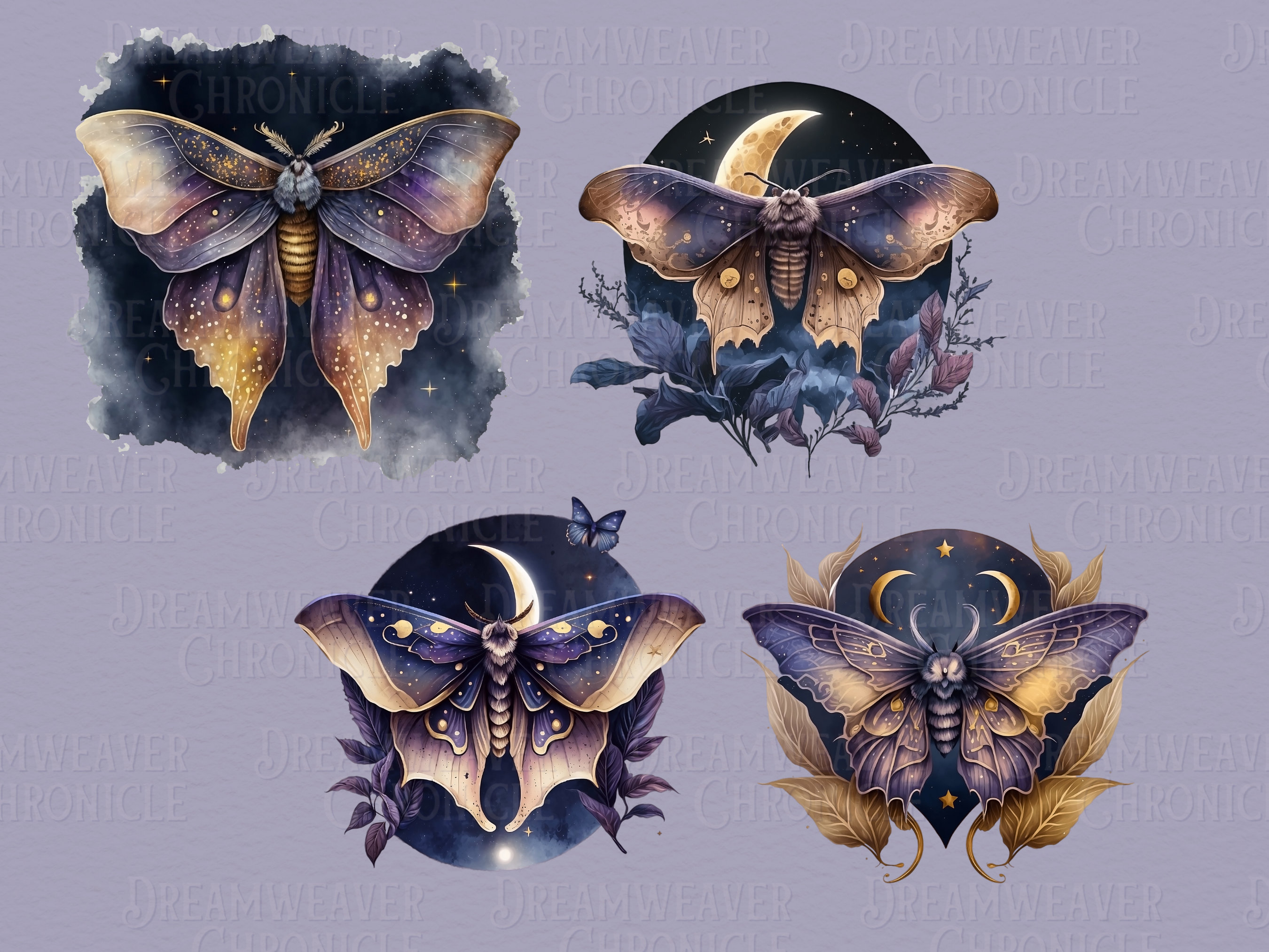 Mystical Moths Clipart Moth PNG Moon Celestial Clip Art - Etsy