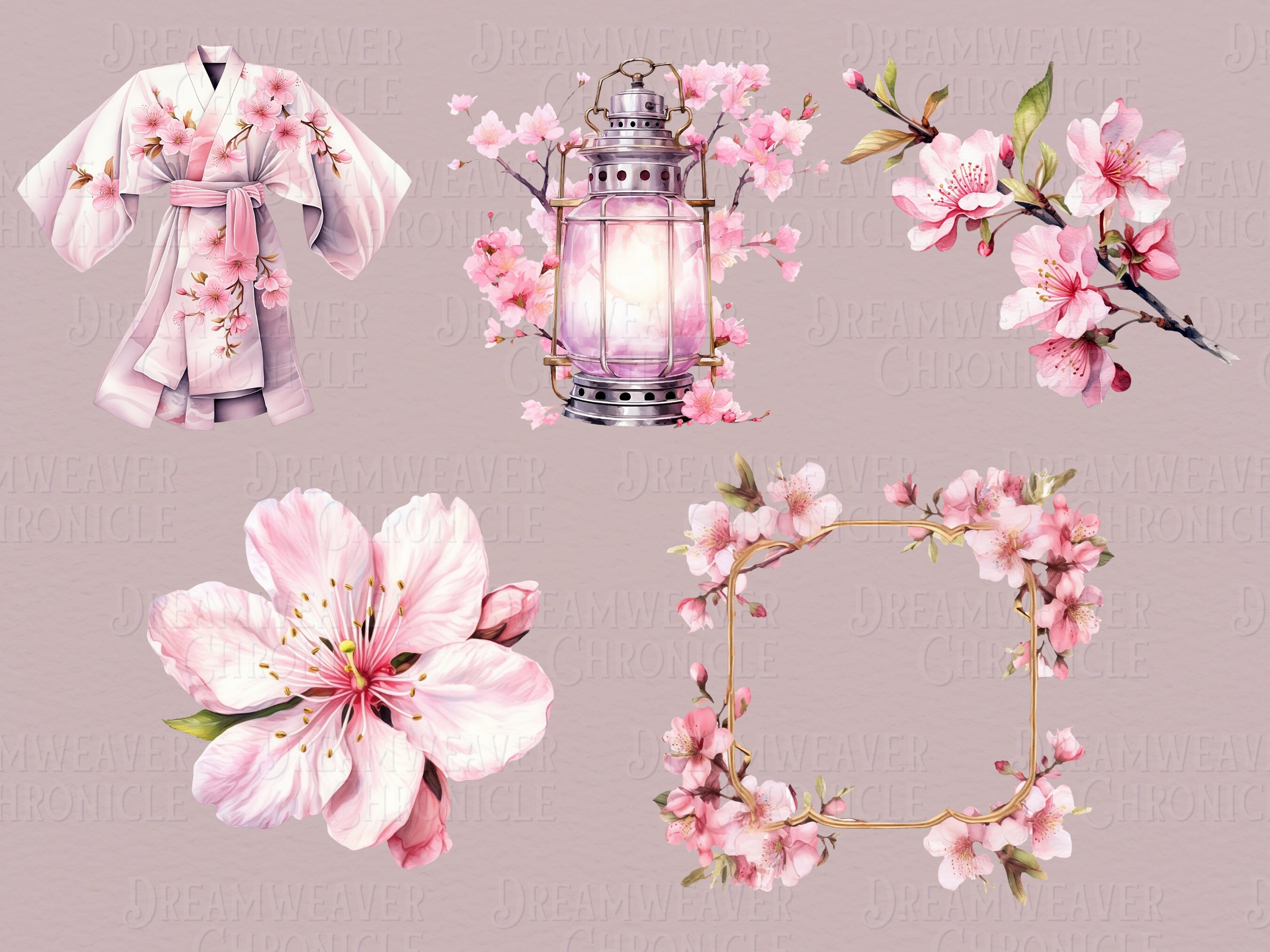Cherry Blossoms PNG, Flower Clipart, Spring Watercolor Clip Art, Bundle ...