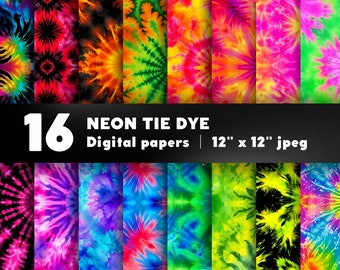 Tie Dye Digital Paper Colorful Tie-dye Digital Paper Pack - Etsy