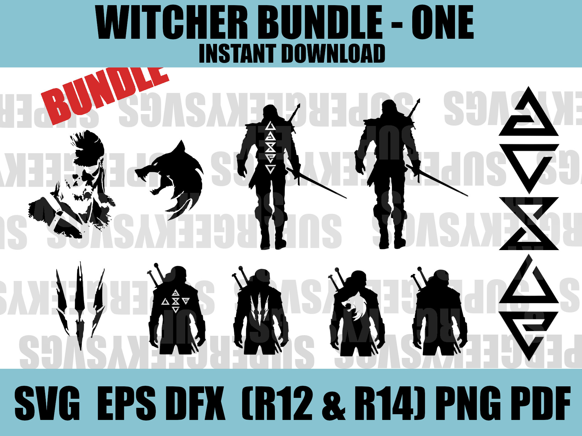 The Witcher SVG Pack One Cricut Bundle Geralt of Rivia for Silhouette ...