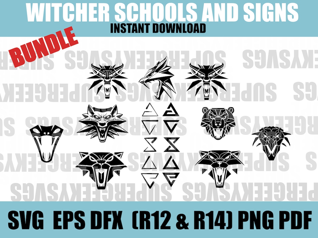 The Witcher SVG Pack Witcher Schools Witcher Signs Cricut Bundle Geralt ...