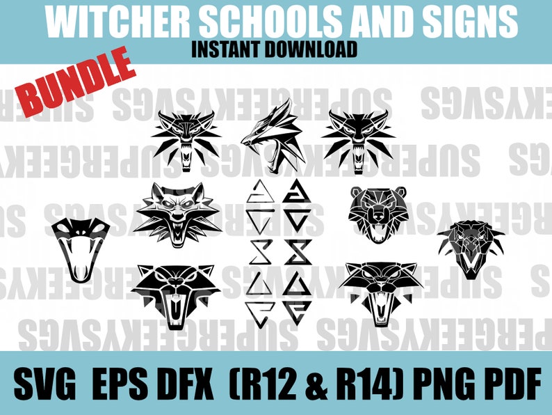 The Witcher SVG Pack Witcher Schools Witcher Signs Cricut Bundle Geralt ...