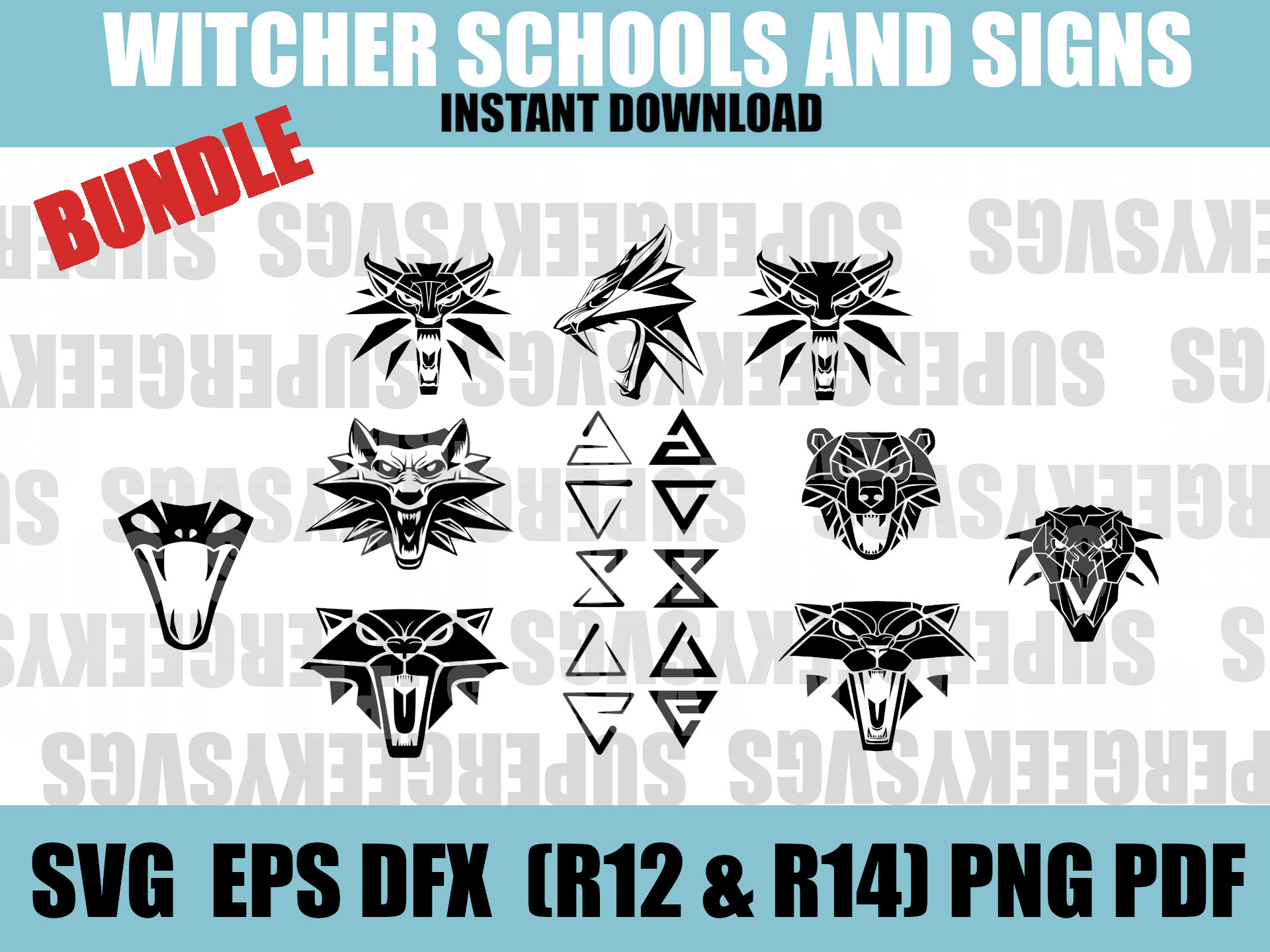 The Witcher SVG Pack Witcher Schools Witcher Signs Cricut Bundle Geralt ...