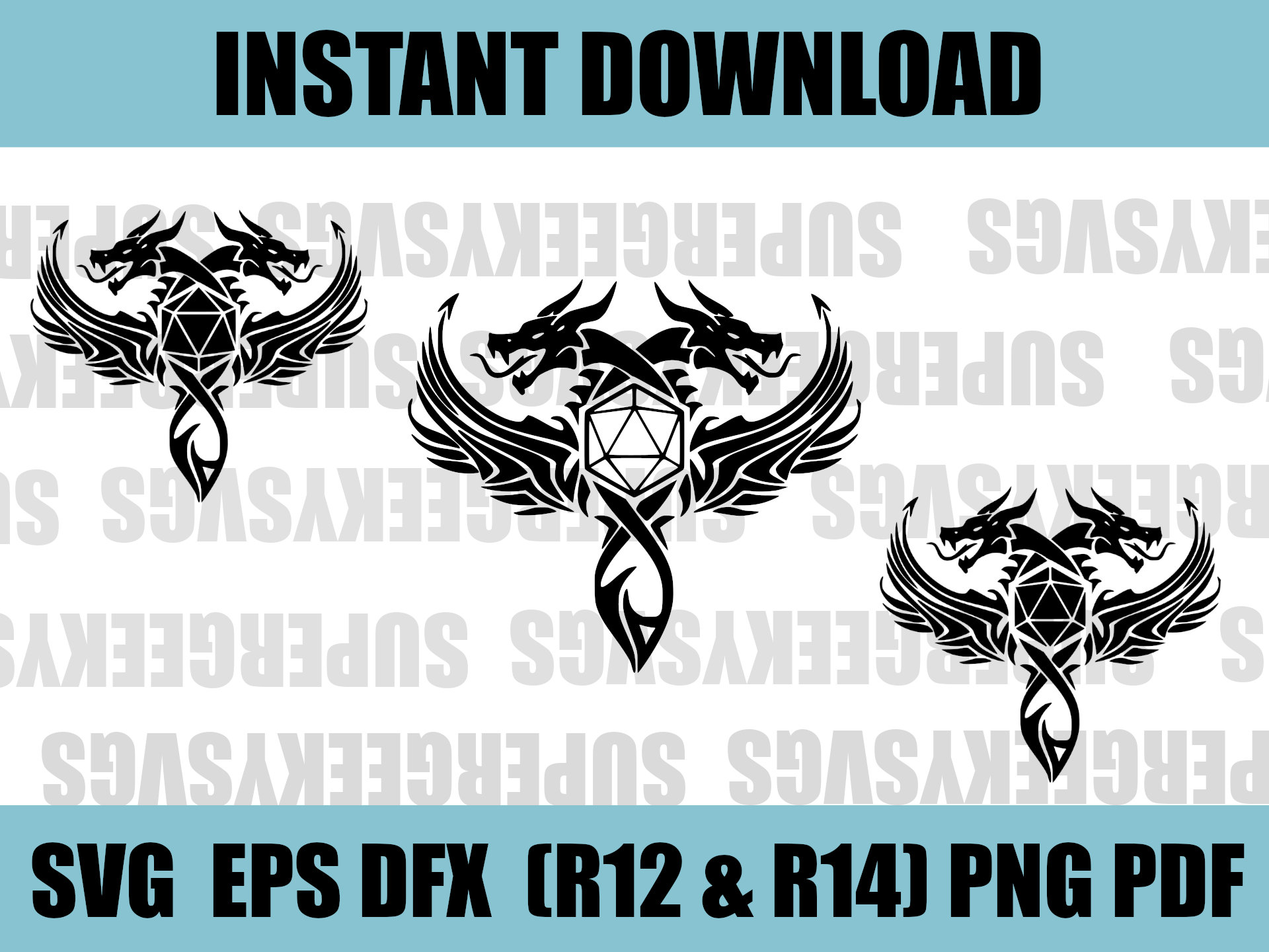 Dungeons and Dragons D20 Dragon Design Bundle SVG Dungeon and Dragon ...