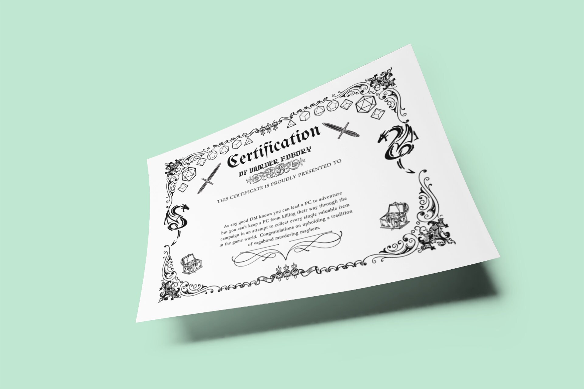 Dungeons and Dragons Murder Hobo Certificate Bundle SVG Dungeon and ...