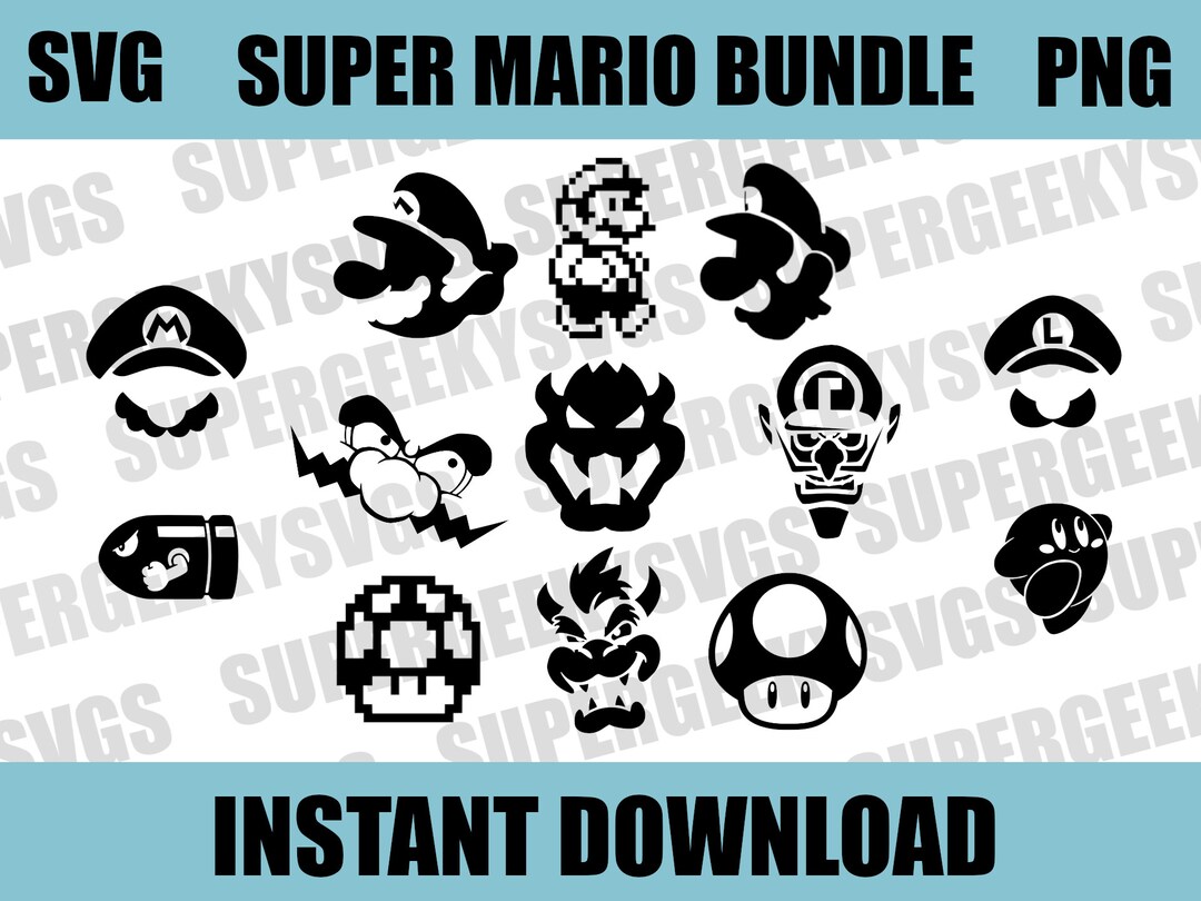 Super Mario SVG With Bonus Kirby Cricut Bundle NES for Silhouette ...