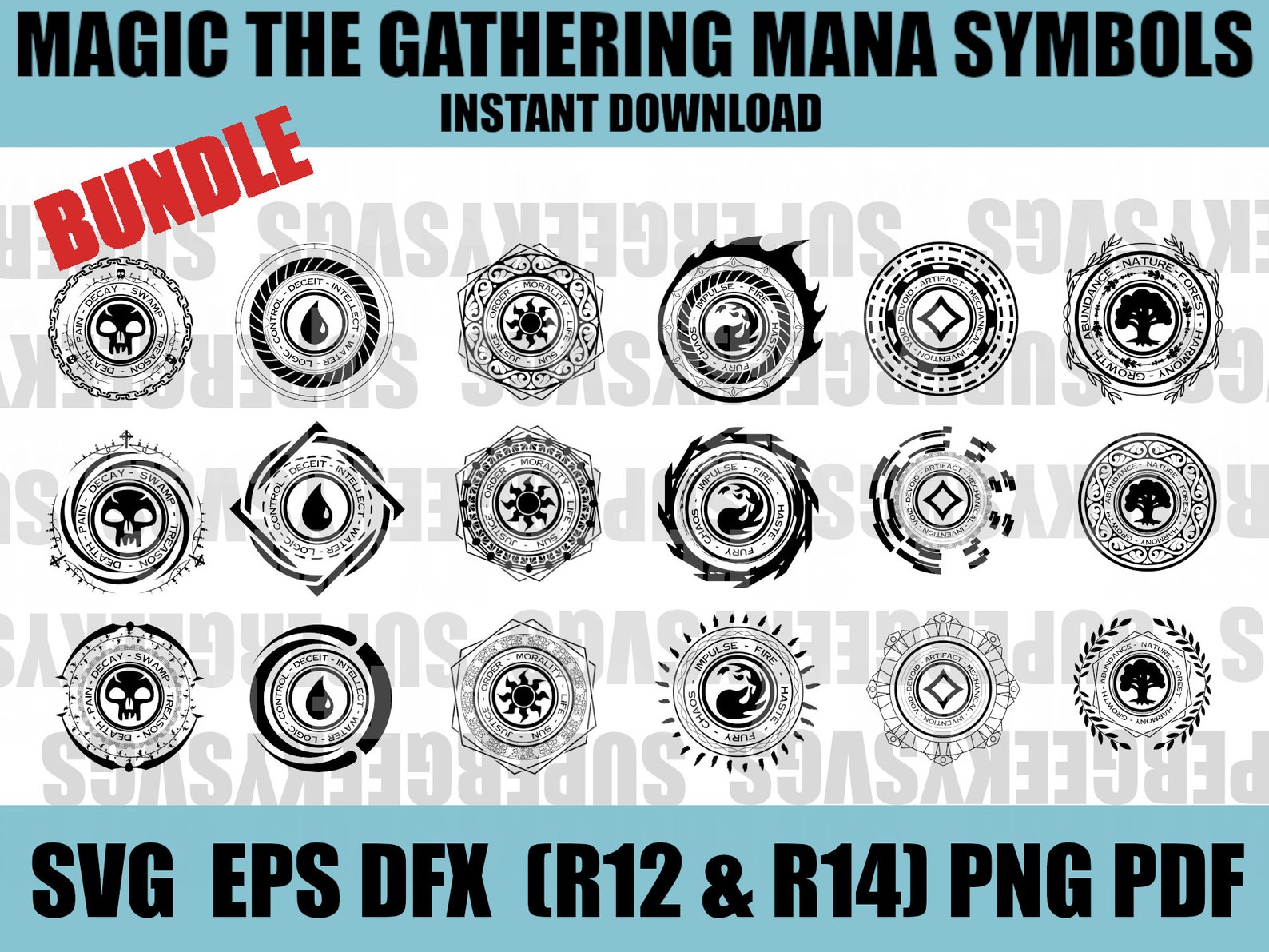 MTG SVG Magic the Gathering Cricut Bundle MTG Mana Magic the Gathering ...