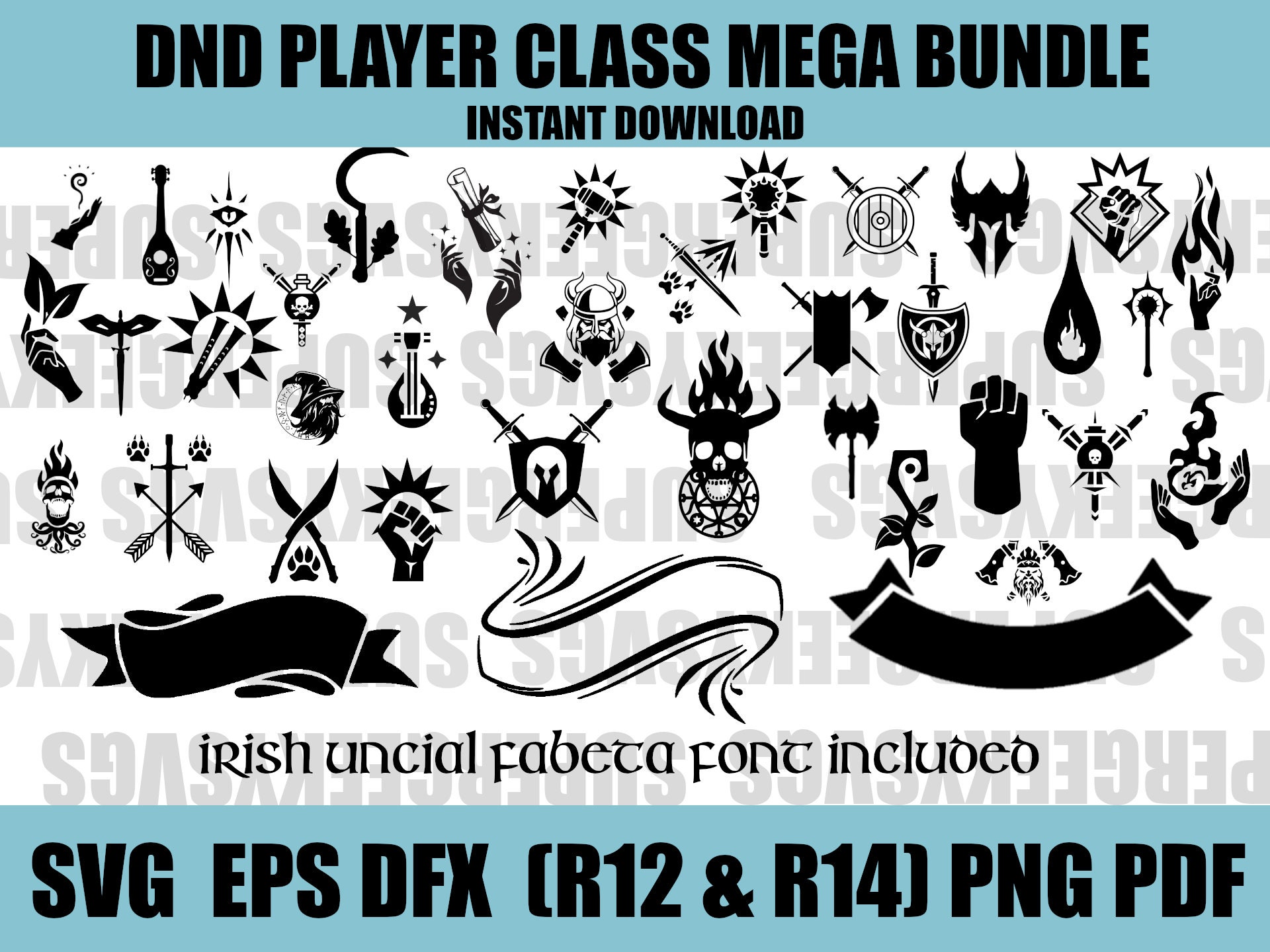Dungeons and Dragons Player Class Full Class Mega Bundle SVG Bard ...