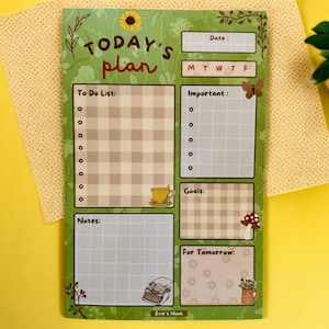 Cute Cottagecore Notepad, Daily Tasks Notepad, Cottage Theme Stationary ...