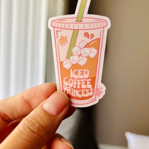 Iced Coffee Princess Sticker, Iced Coffee Sticker, Caffeine Sticker ...