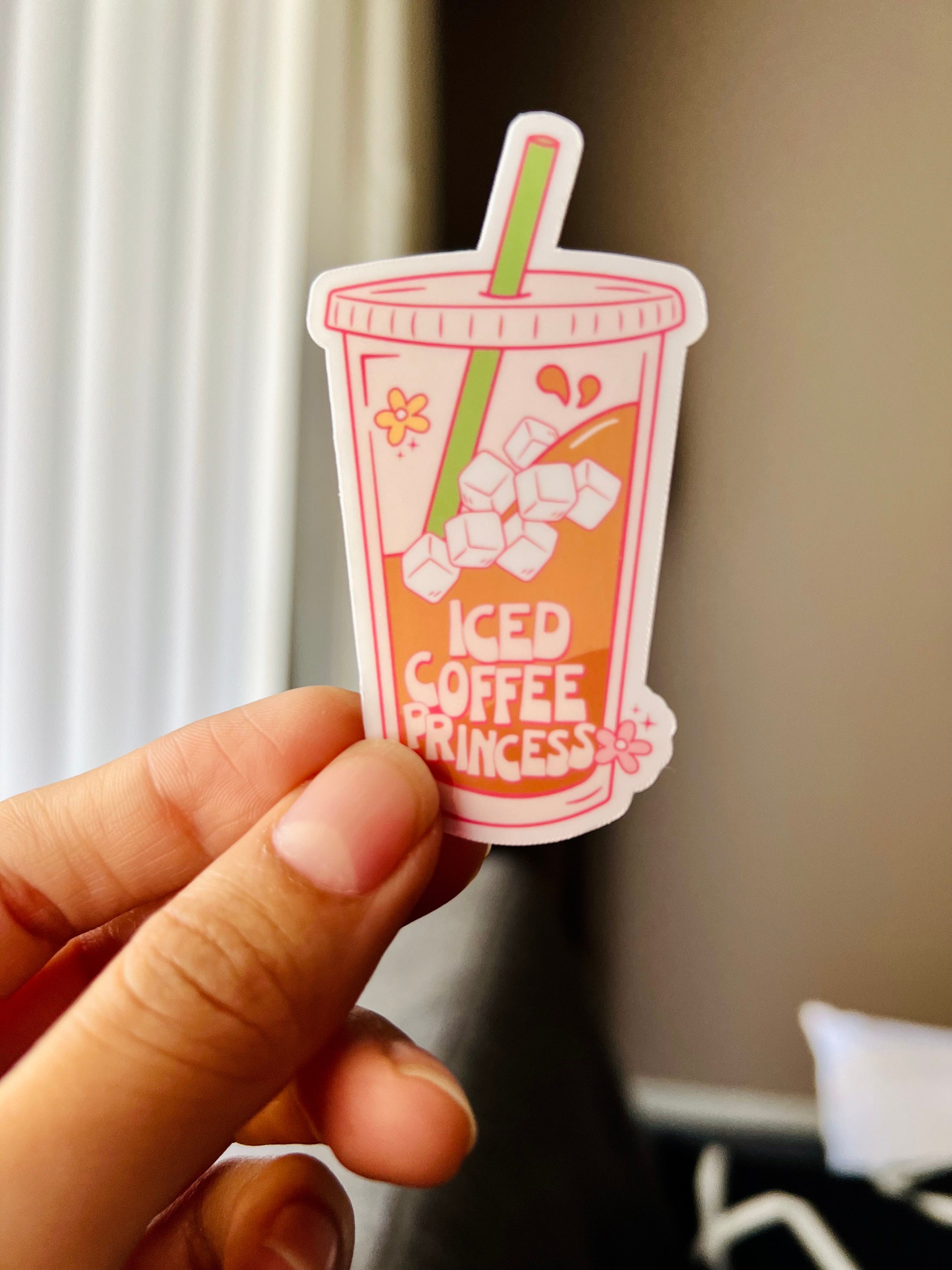 Iced Coffee Princess Sticker, Iced Coffee Sticker, Caffeine Sticker ...