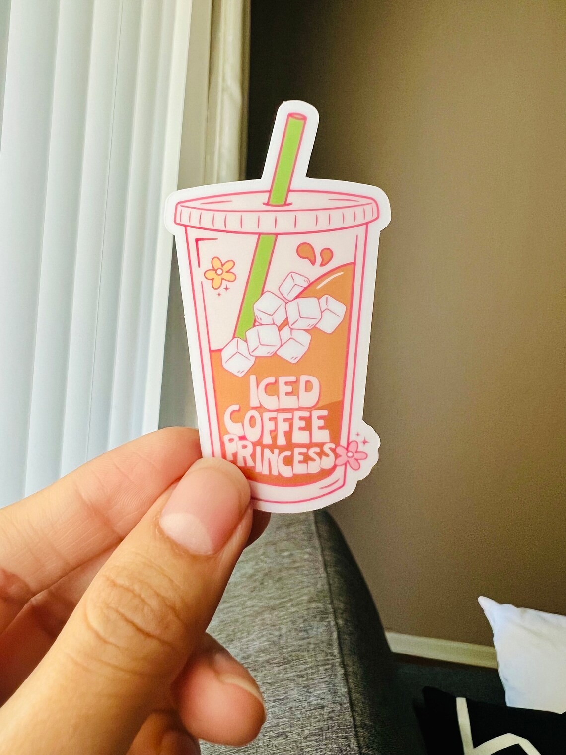 Iced Coffee Princess Sticker, Iced Coffee Sticker, Caffeine Sticker ...