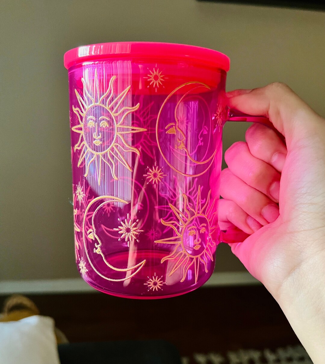 Cute Celestial Glass Cup, Stars and Moon Glass Can, Lunar Iced Coffee ...