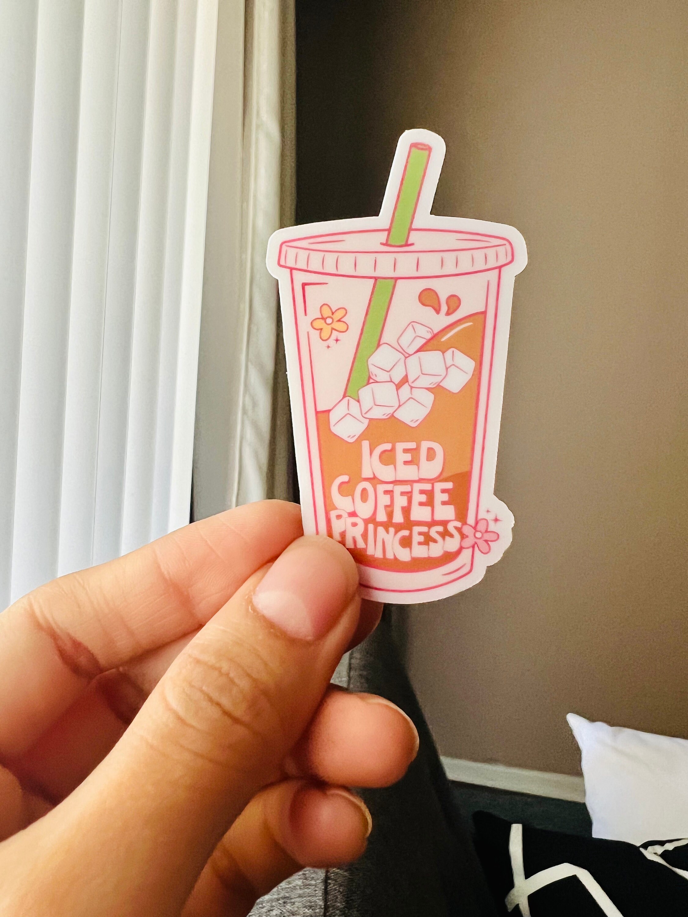 Iced Coffee Princess Sticker, Iced Coffee Sticker, Caffeine Sticker ...