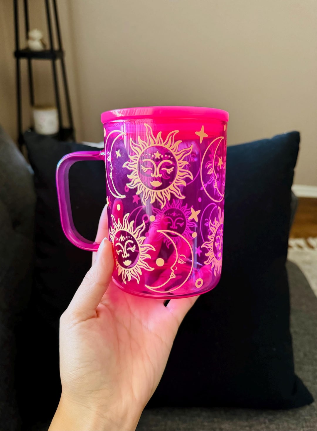 Cute Celestial Glass Cup, Stars and Moon Glass Can, Lunar Iced Coffee ...