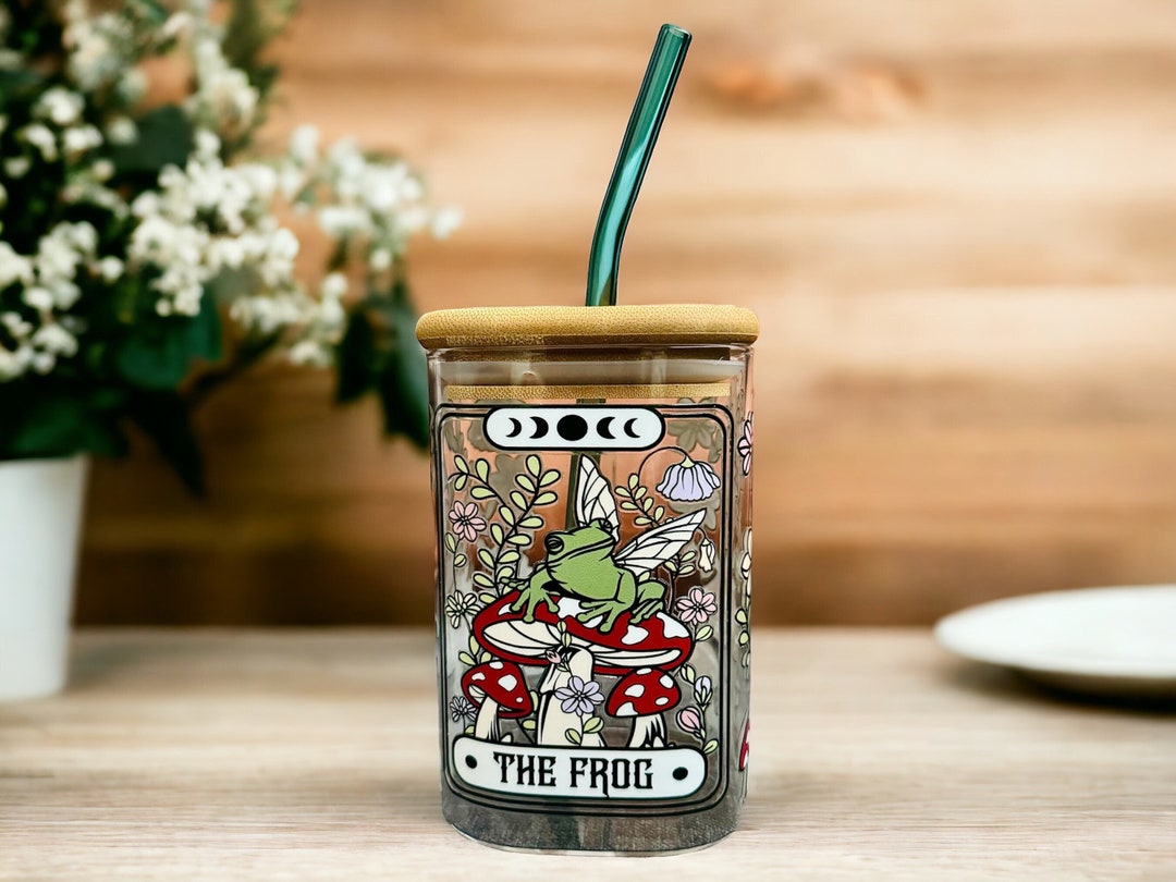 Cute Frog Glass Cup, Gift for Frog Lover Friend, Cottagecore Gift Idea ...