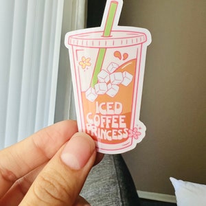 Iced Coffee Princess Sticker, Iced Coffee Sticker, Caffeine Sticker ...