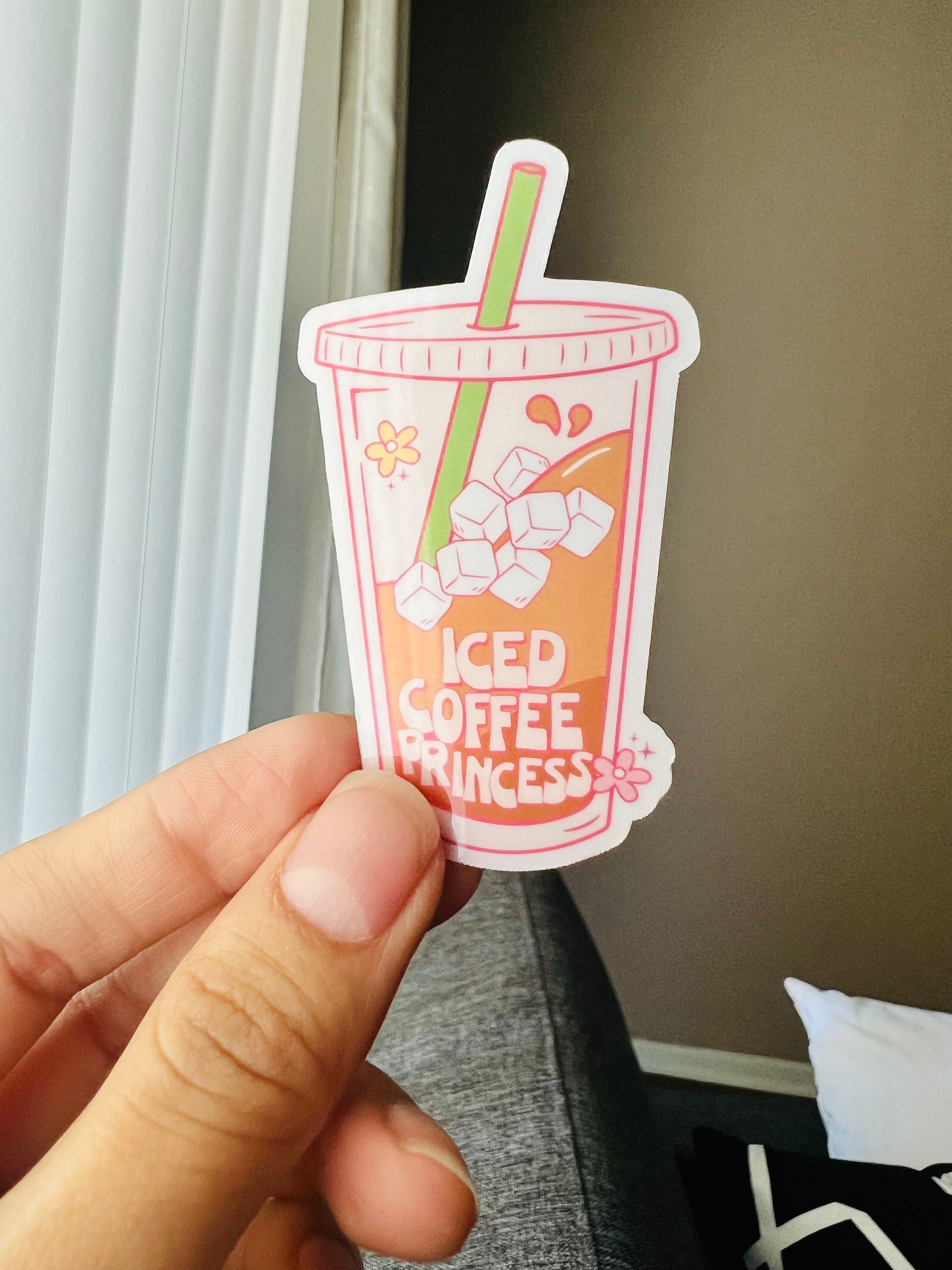 Iced Coffee Princess Sticker, Iced Coffee Sticker, Caffeine Sticker ...