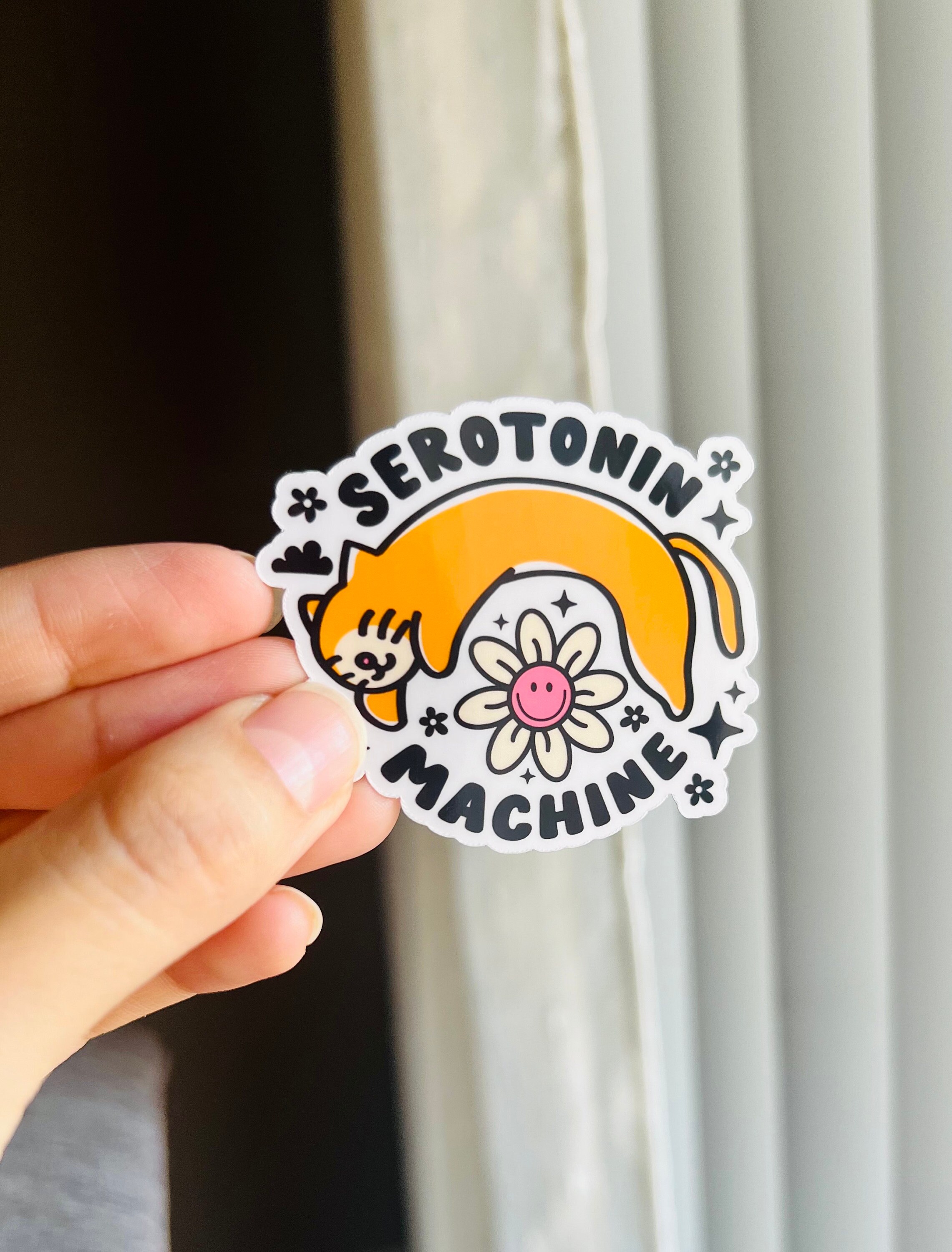 Serotonin Sticker Self Care Sticker Cat Book Sticker - Etsy
