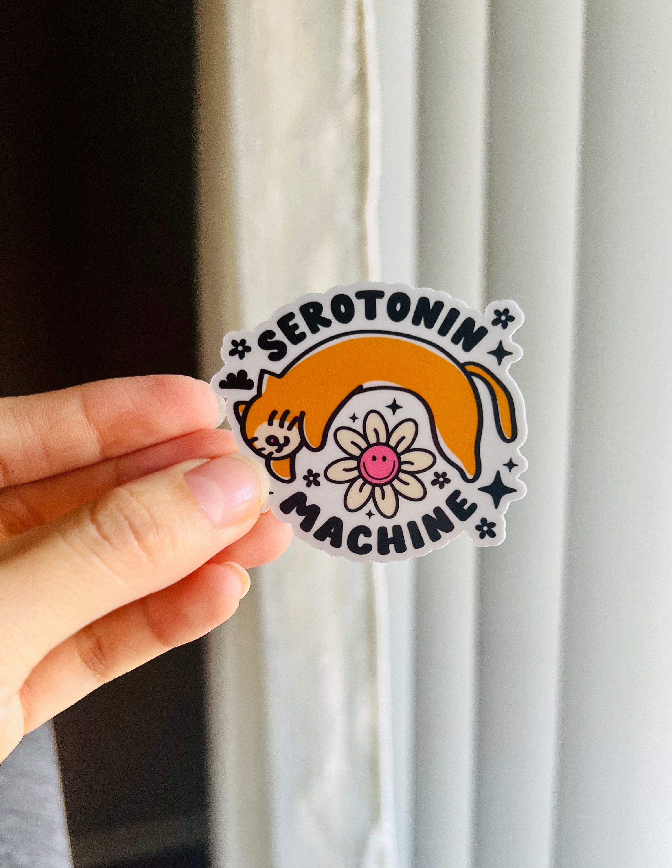 Serotonin Sticker Self Care Sticker Cat Book Sticker - Etsy