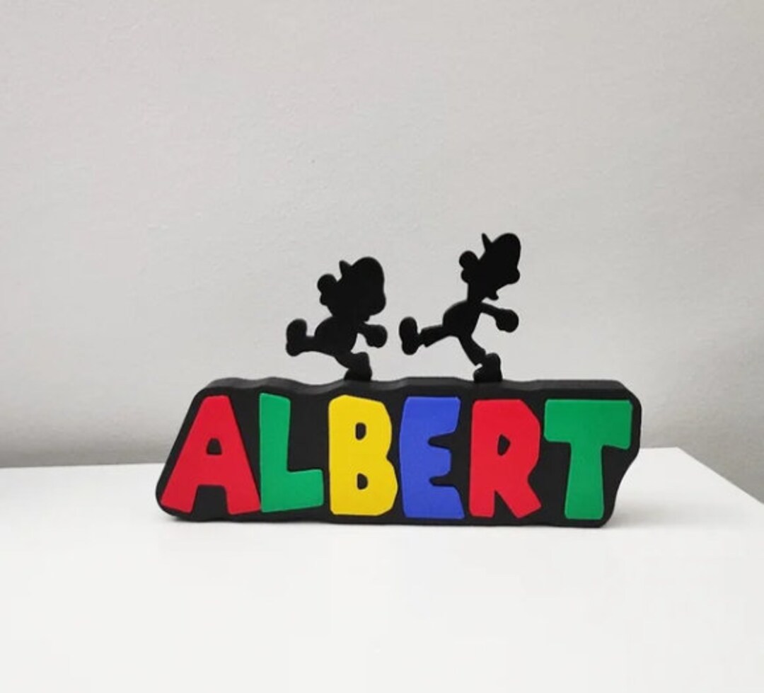 Custom Name Logo With Super Mario Typography and Silhouettes - Etsy