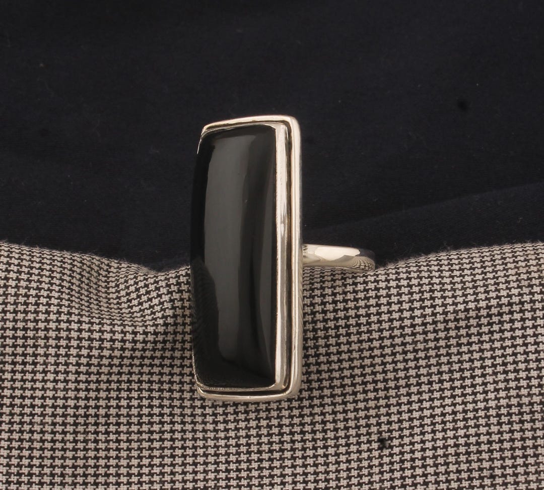 Black Onyx Rectangle Ring - 925 Sterling Silver Handmade Ring - Etsy