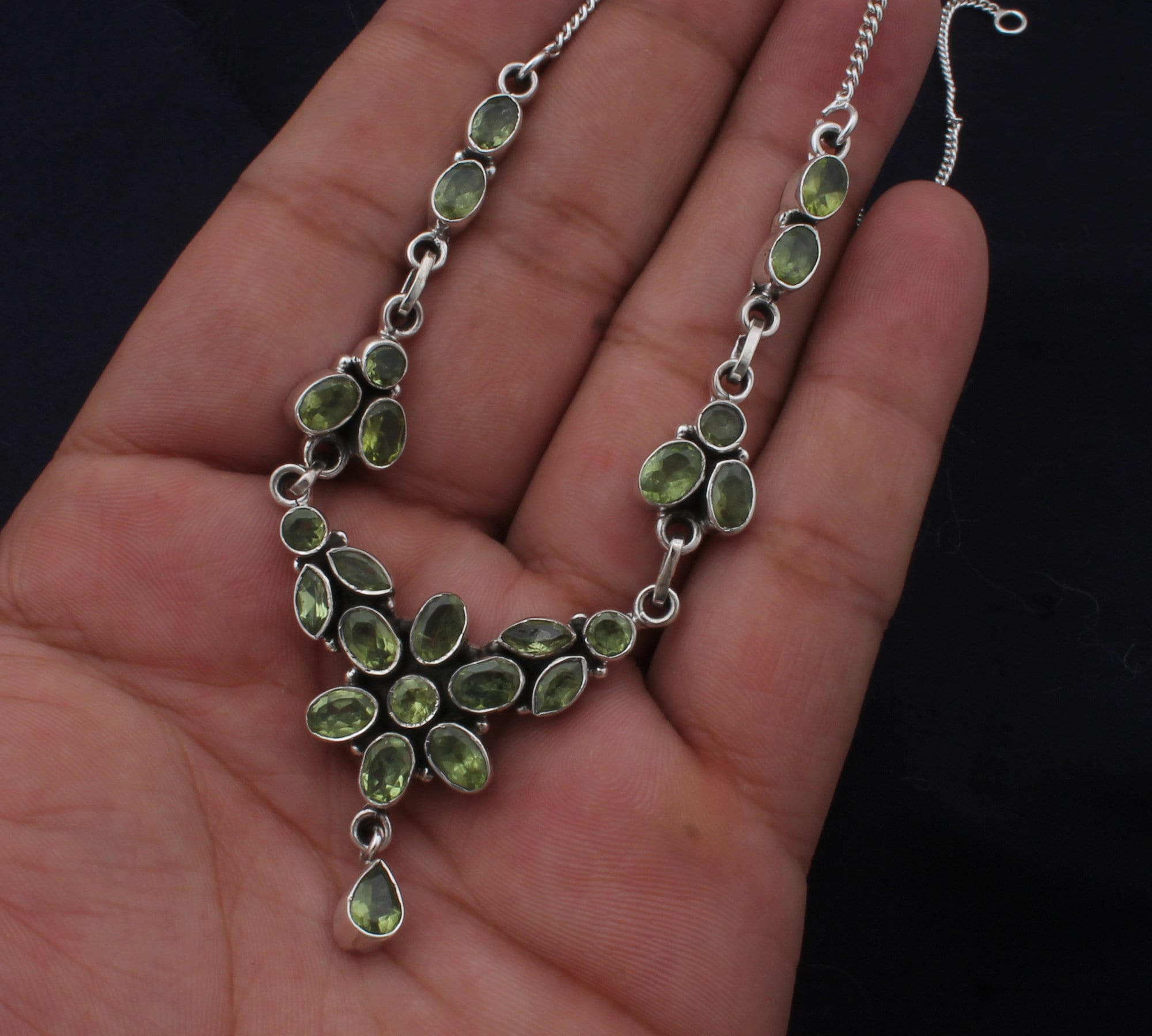 Peridot Gemstone Necklace 925 Sterling Silver Necklace Gift - Etsy